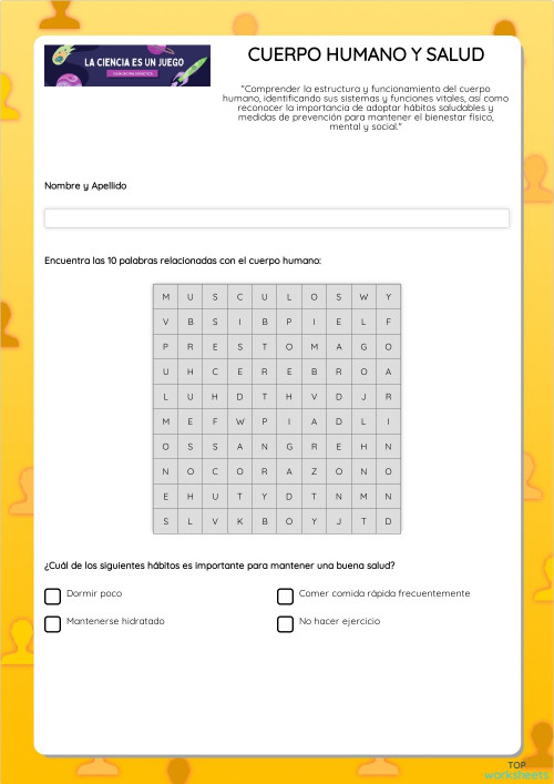 Las Articulaciones Del Cuerpo Humano Ficha Interactiva Topworksheets