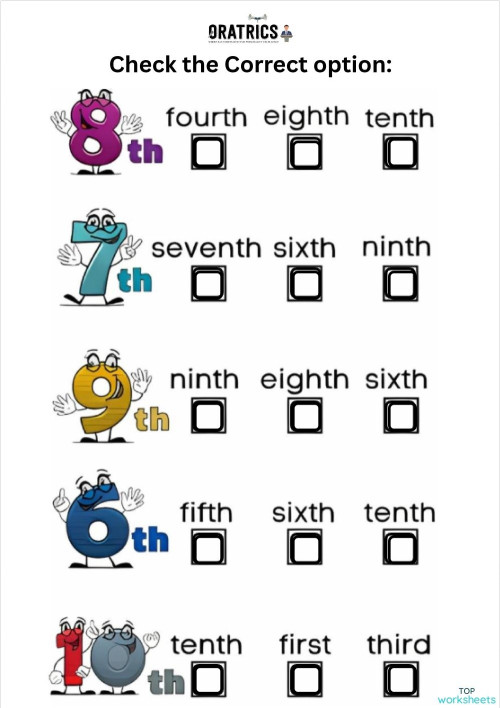 Check the Correct option. Interactive worksheet | TopWorksheets