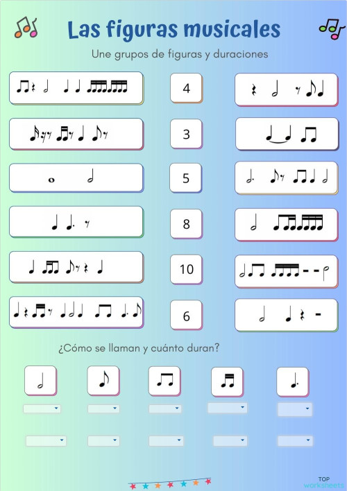 Figuras musicales. Ficha interactiva | TopWorksheets