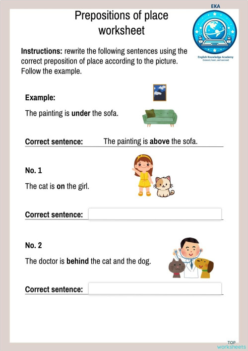 Prepositions of place worksheet. Interactive worksheet | TopWorksheets