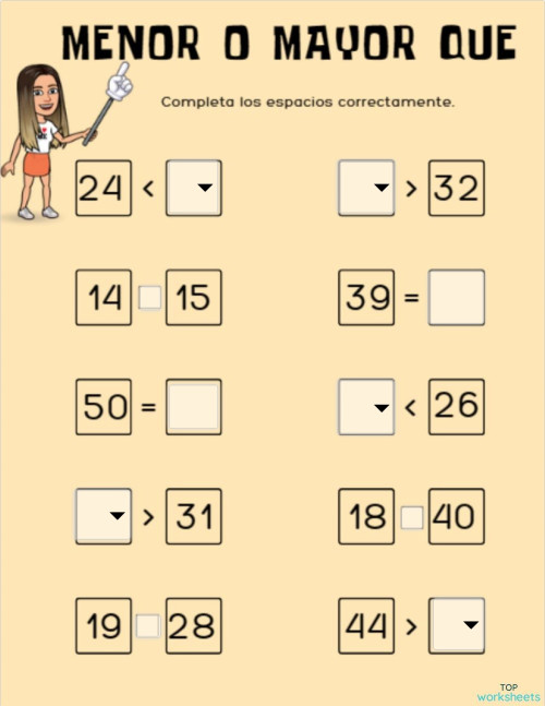 MENOR O MAYOR QUE. Maestra Magaly. Ficha interactiva | TopWorksheets