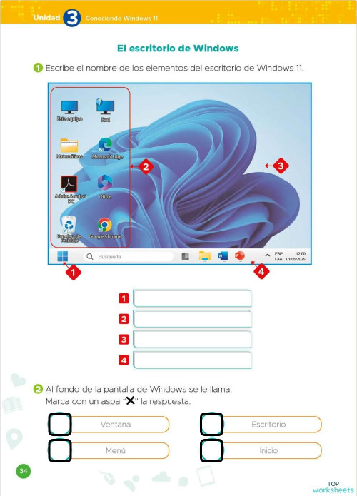 Página 34 - El escritorio de Windows. Ficha interactiva | TopWorksheets