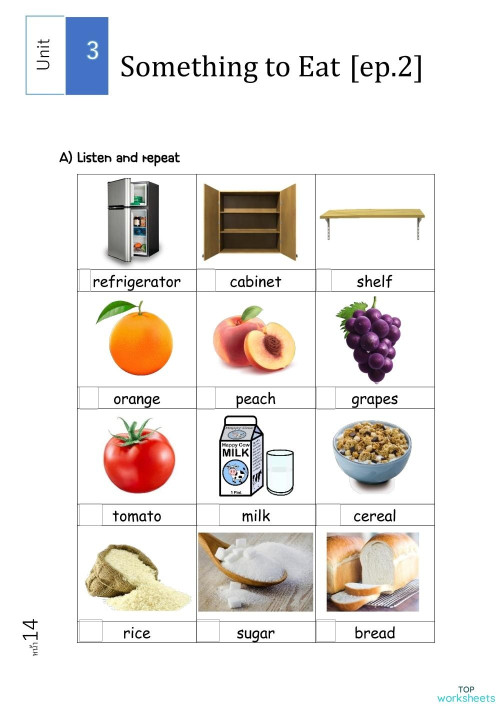 Unit 3 Something to Eat ep2a. Interactive worksheet | TopWorksheets