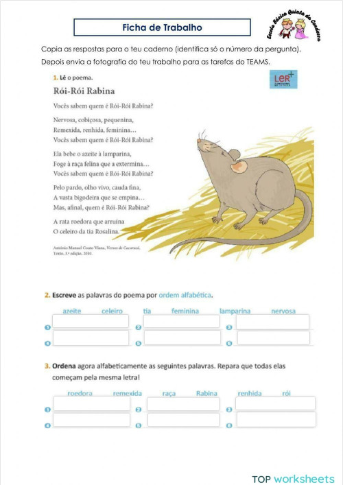 Ficha de Trabalho. Ficha interativa | TopWorksheets