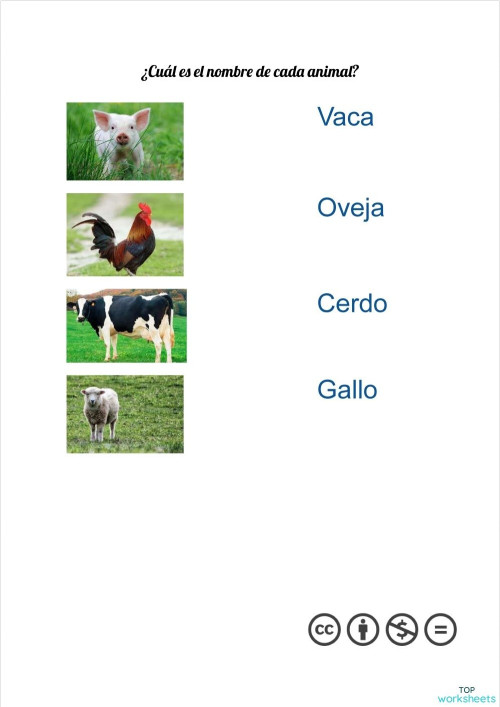 Animales de granja. Ficha interactiva | TopWorksheets