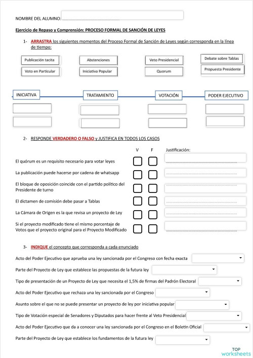 Proc Form Leyes. Ficha interactiva | TopWorksheets
