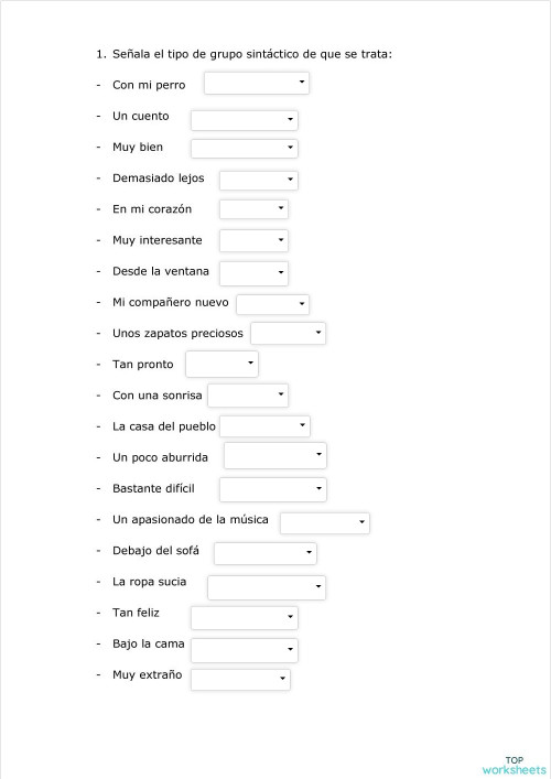 Objeto directo e indirecto. Ficha interactiva | TopWorksheets