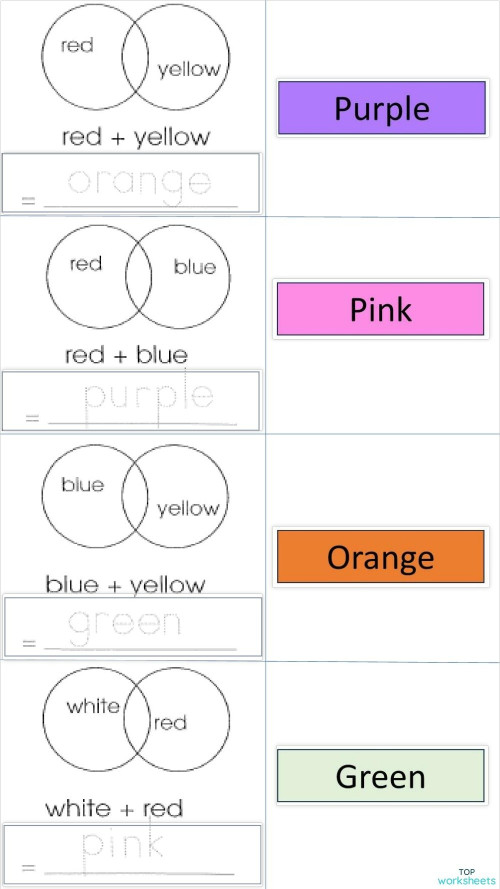 Combination Colour. Interactive worksheet | TopWorksheets