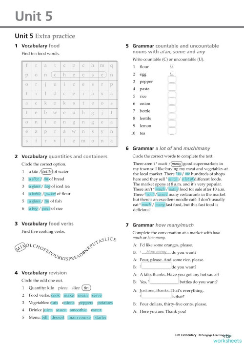 UNIT FIVE, REVIEW. Interactive worksheet | TopWorksheets