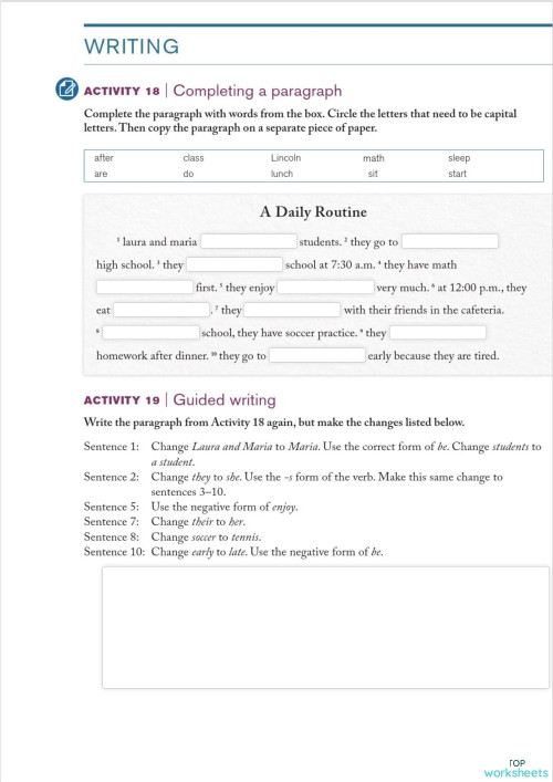 Writing: present simple. Interactive worksheet | TopWorksheets