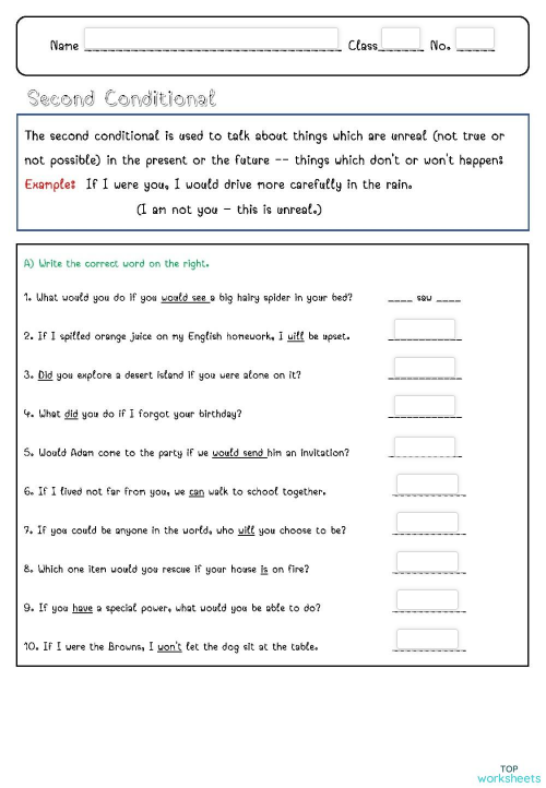 Second conditional. Interactive worksheet | TopWorksheets