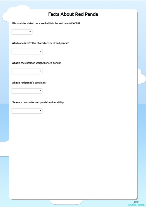 Facts About Red Panda. Interactive worksheet | TopWorksheets