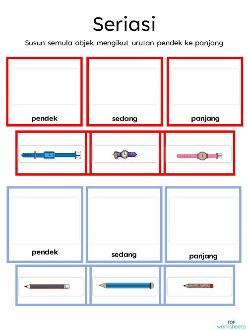 Seriasi- Kecil hingga besar dan Besar hingga kecil. Interactive ...