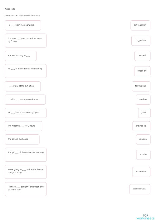 Phrasal Verbs. Interactive worksheet | TopWorksheets