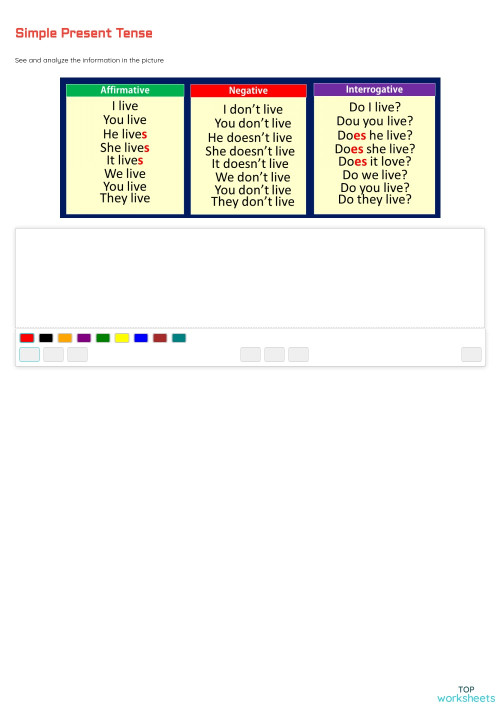 Simple Present and Past Tenses. Interactive worksheet | TopWorksheets