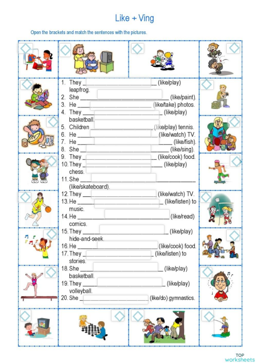 GR. LIKE V-ING. Interactive worksheet | TopWorksheets