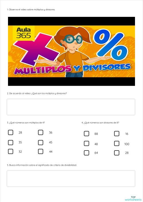 Múltiplos y divisores: fichas interactivas y ejercicios online ...