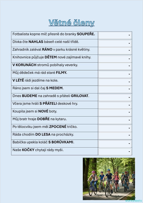 Bě/bje, pě, vě/vje, mě/mně. Interaktivní pracovní list | TopWorksheets