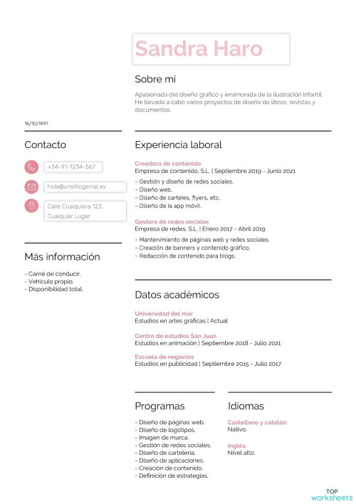 Curriculum. Ficha interactiva | TopWorksheets