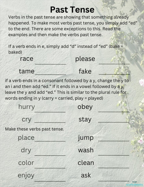 Past Tense. Interactive worksheet | TopWorksheets