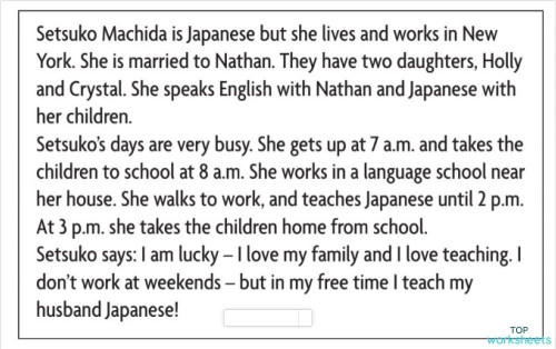 TEXT - READING. Interactive worksheet | TopWorksheets