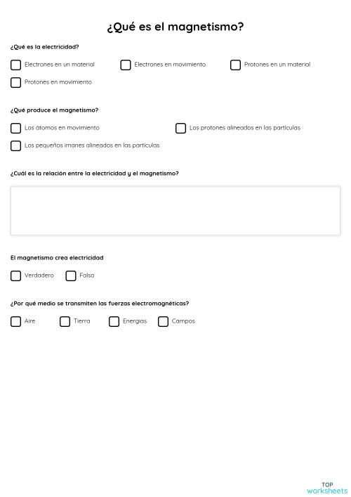 ¿Qué es el magnetismo?. Ficha interactiva | TopWorksheets