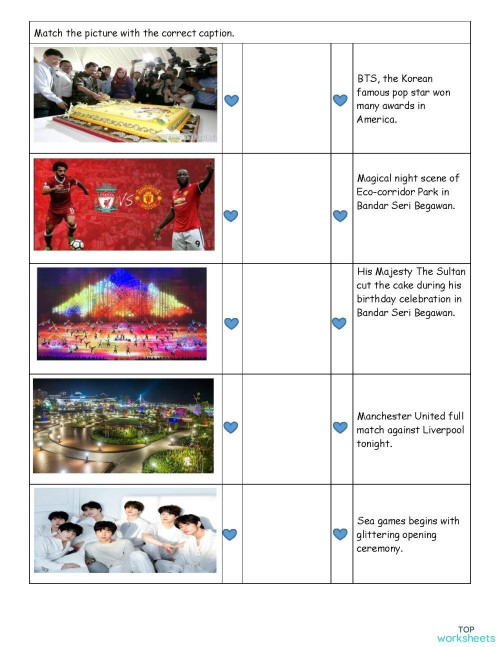 Writing Captions. Interactive worksheet | TopWorksheets