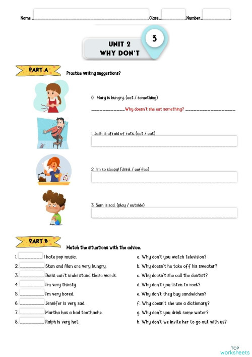 Worksheet 3 Why don't. Interactive worksheet | TopWorksheets