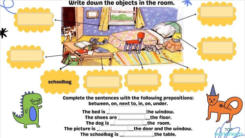 House vocabulary and prepositions. Interactive worksheet | TopWorksheets