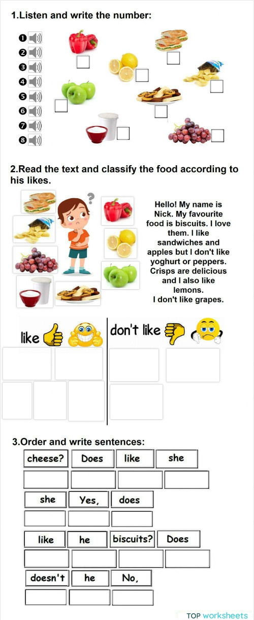 En3-u5-Open up Unit 5 Food. Interactive worksheet | TopWorksheets