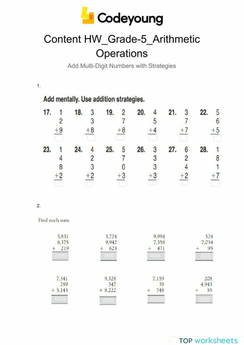 Content-HW-Add Multi-Digit Numbers with Strategies. Interactive ...