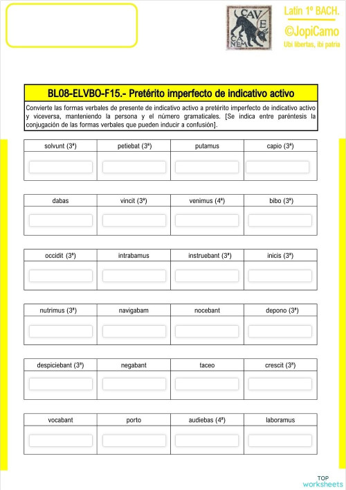 BL08-ELVBO-F15.- El verbo - Pret. imperf. ind. activo - Pasar de ...