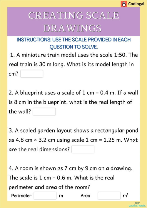 Scale Drawing: interactive worksheets and online exercises | TopWorksheets