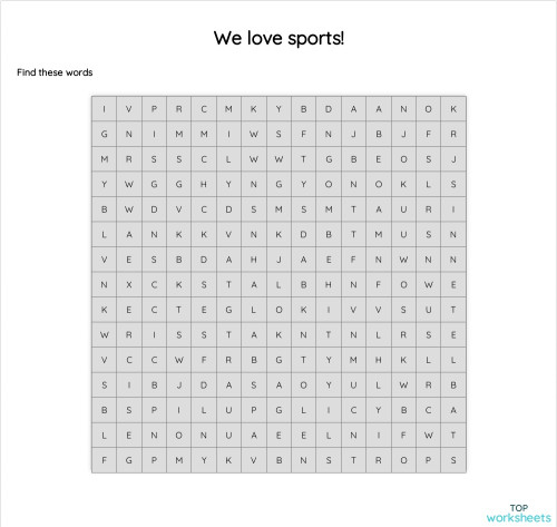 We love sports!. Interactive worksheet | TopWorksheets