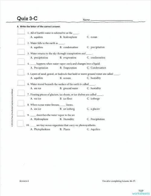 Chapter 3: Quiz 3-C. Interactive worksheet | TopWorksheets