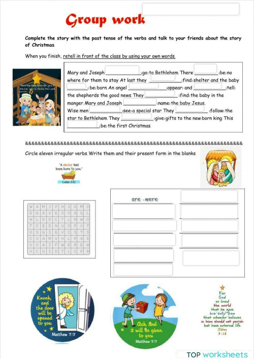 Past simple Verbs(Christmas). Interactive worksheet | TopWorksheets