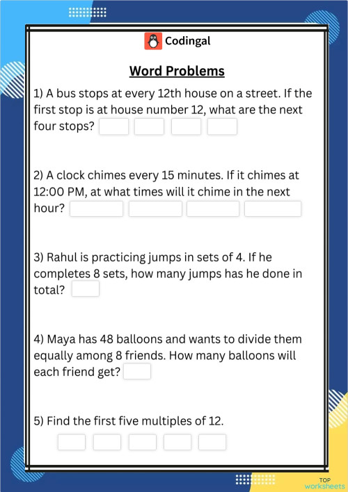 M_G04M06L15_WE01_Word Problems. Interactive worksheet | TopWorksheets