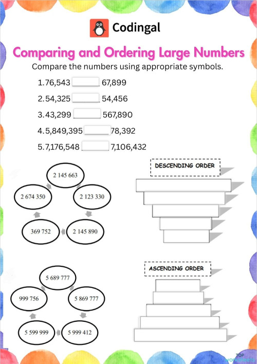 M_G04M02L03_WA01_Comparing and Ordering Numbers. Interactive worksheet | TopWorksheets
