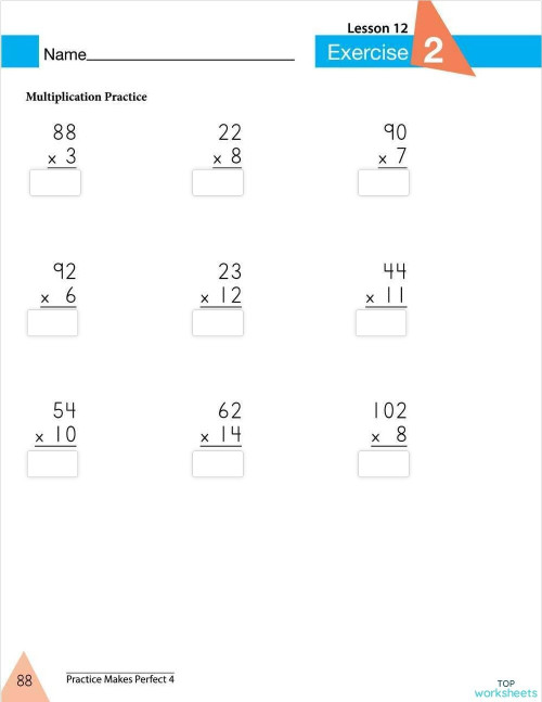 Lesson 12: Exercise 2 Pg 88. Interactive worksheet | TopWorksheets