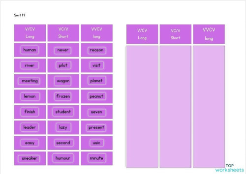 Wk7 Purple Sort 14. Interactive worksheet | TopWorksheets
