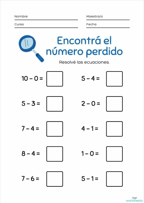 SUMAS Y RESTAS 1 PRIMER GRADO. Ficha interactiva | TopWorksheets