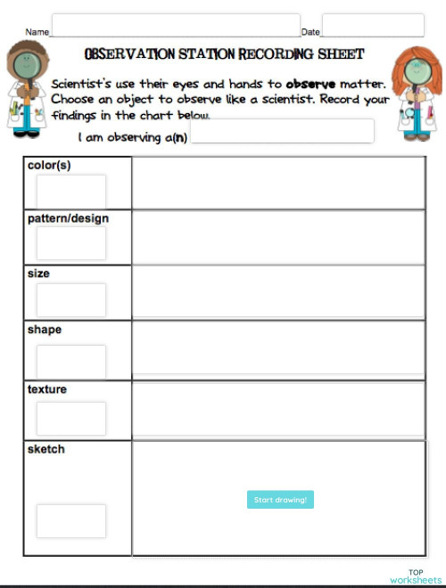 Observation. Interactive worksheet | TopWorksheets