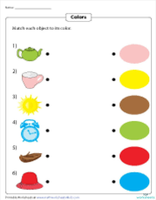 Match the colors. Interactive worksheet | TopWorksheets