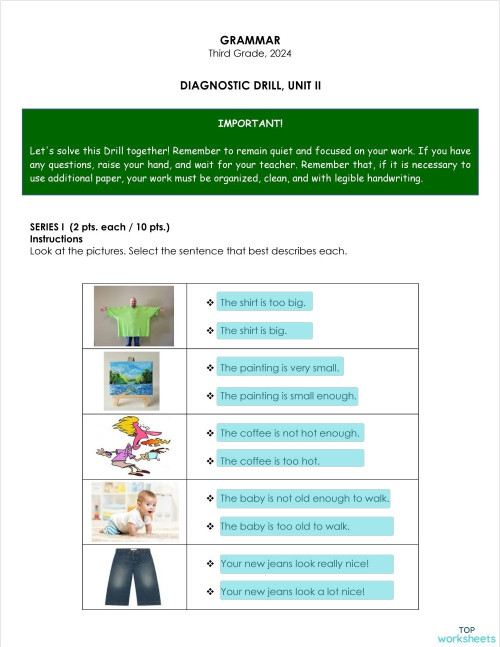 Third Grade Grammar. Interactive worksheet | TopWorksheets
