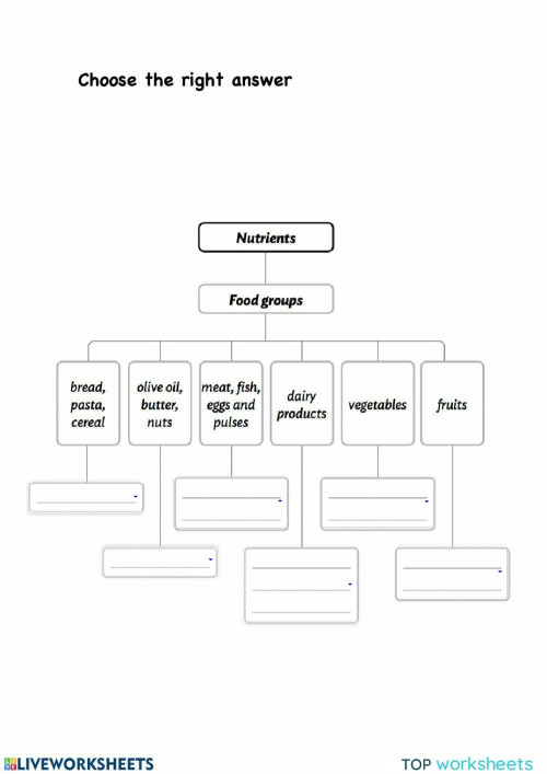 Choose the nutrient. Interactive worksheet | TopWorksheets