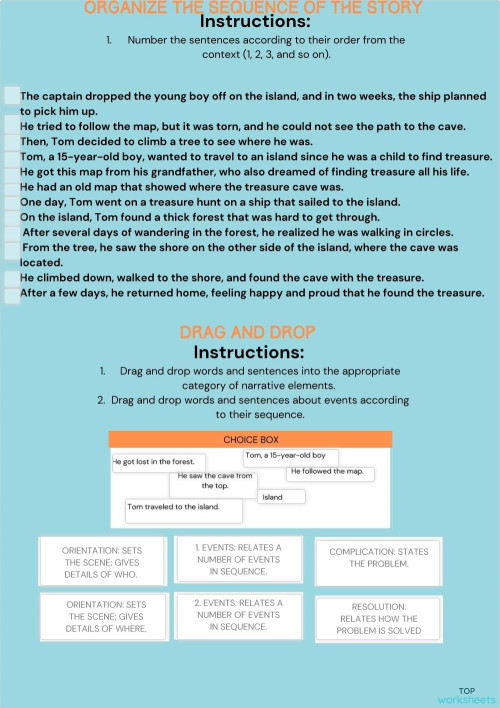 Sequence and Narrative Elements. Interactive worksheet | TopWorksheets