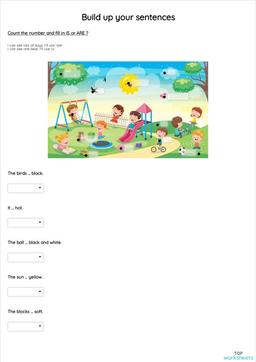 Build up your sentences. Interactive worksheet | TopWorksheets