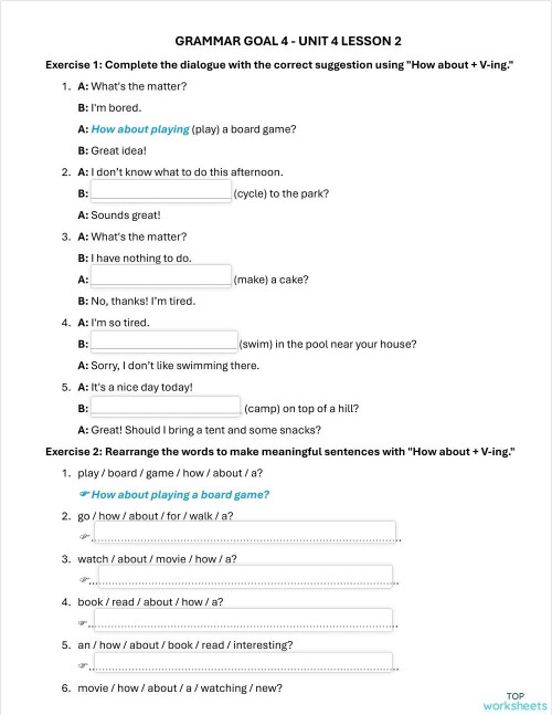 GG4 - Unit 4 Lesson 2. Interactive worksheet | TopWorksheets