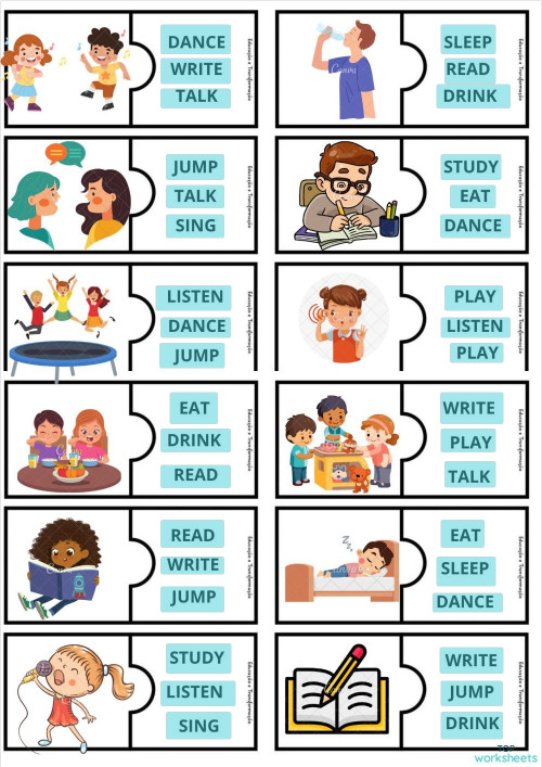 Verb actions. Interactive worksheet | TopWorksheets