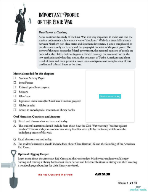 Important People of the Civil War Pg 45-46. Interactive worksheet ...
